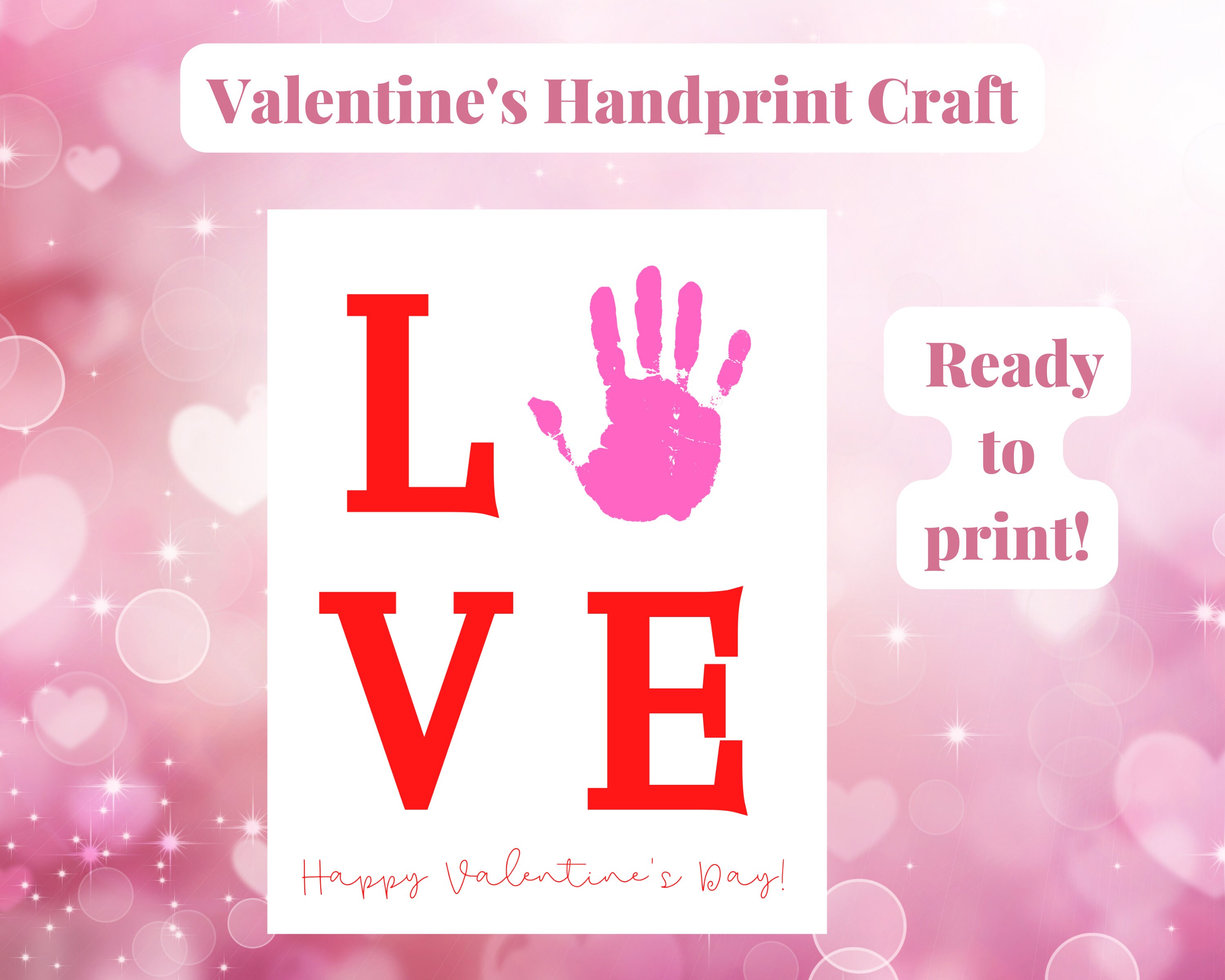 LOVE Valentine's Day Handprint Craft - Etsy