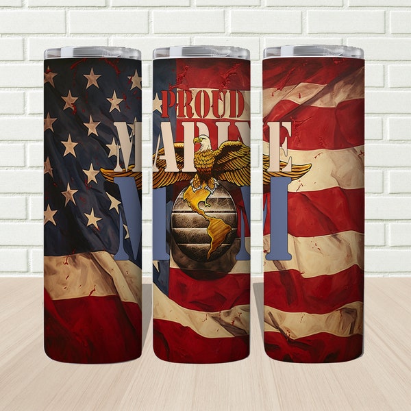 Proud Mom of a Marine Tumbler Wrap - Etsy