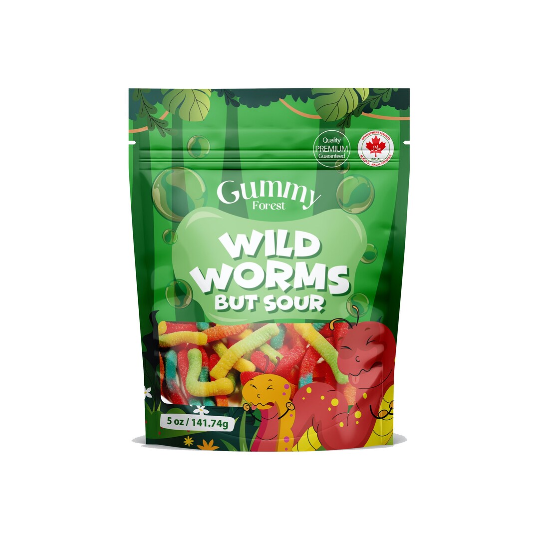 Halal Gummy Wild Worms but Sour 5oz Gummy Forest - Etsy