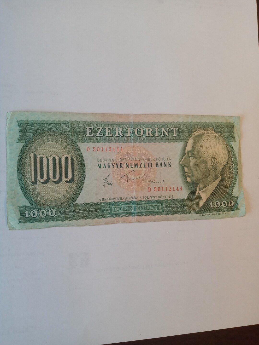 Hungary 1000 Ezer Forint 1983 Series D Circulated Banknote - Etsy