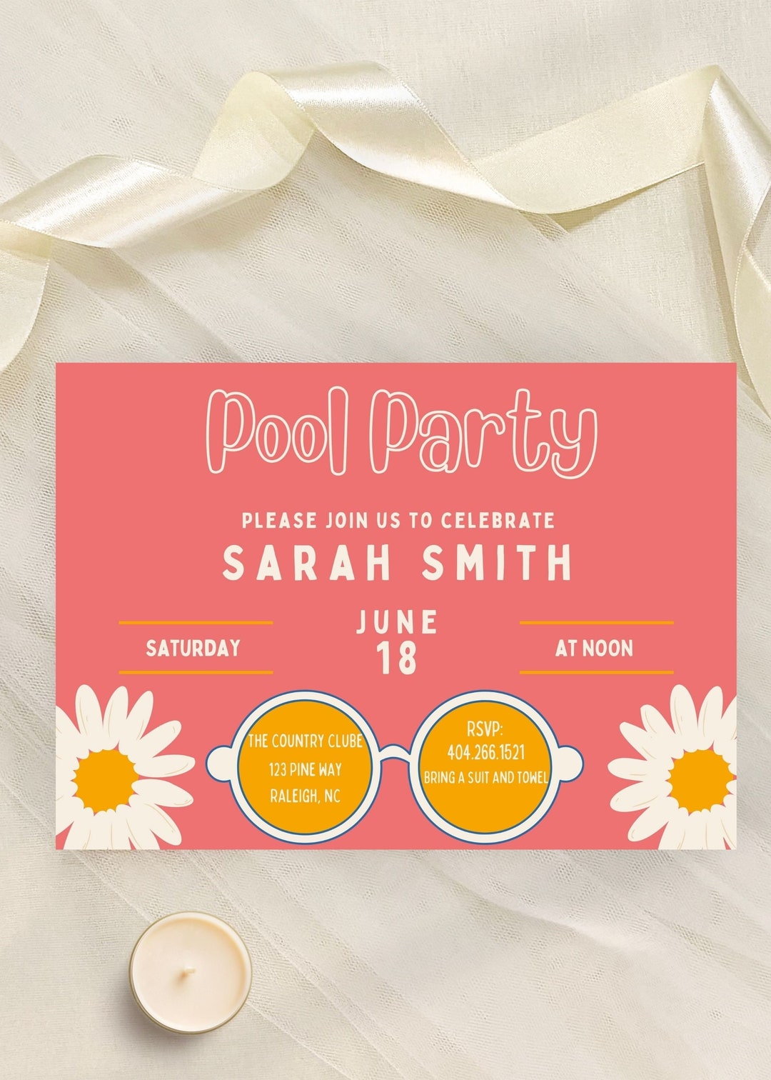Pool Party Invite, Hippie Theme - Etsy
