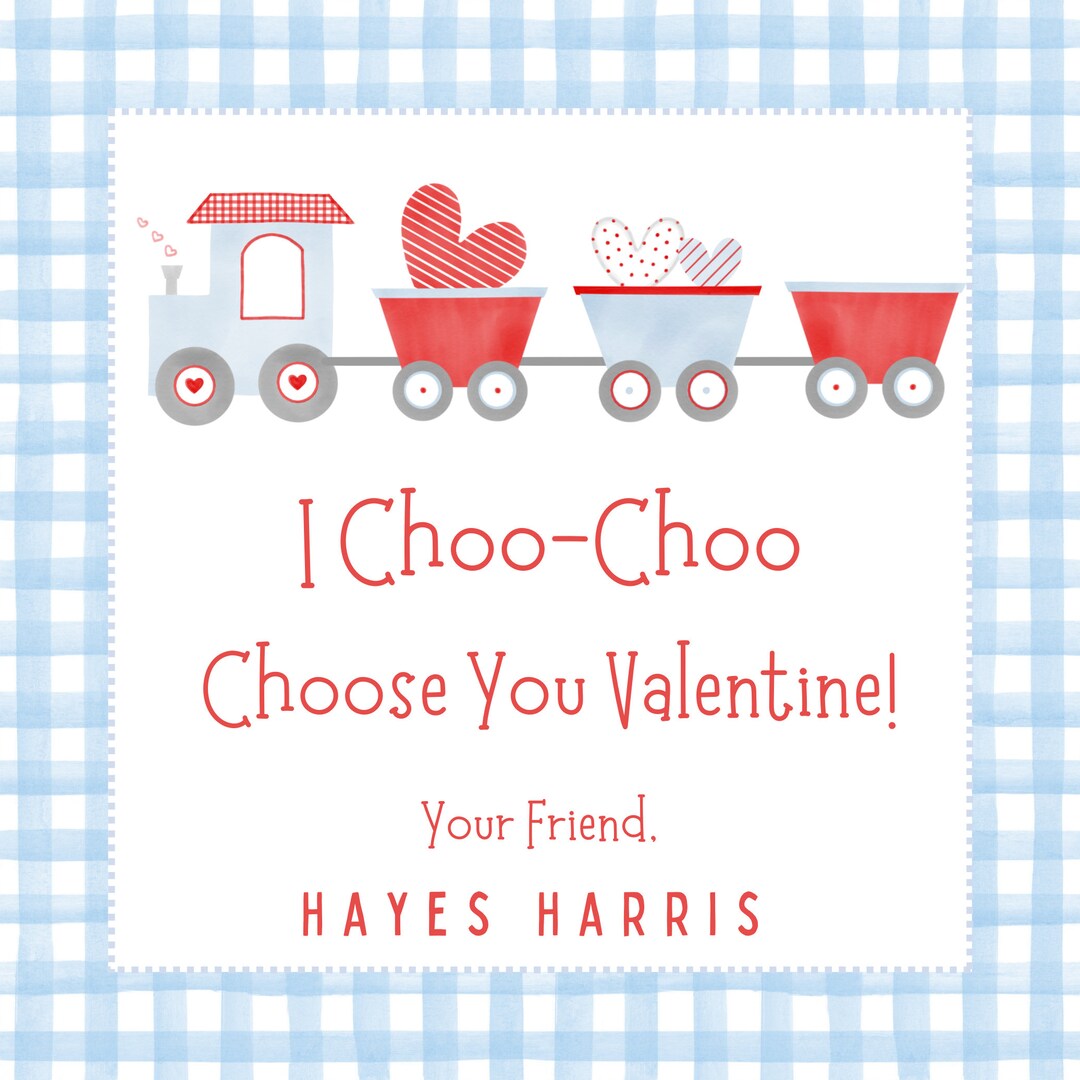 Kids Valentines Day Card, Choo Choo Train Card, Train Valentines Card ...