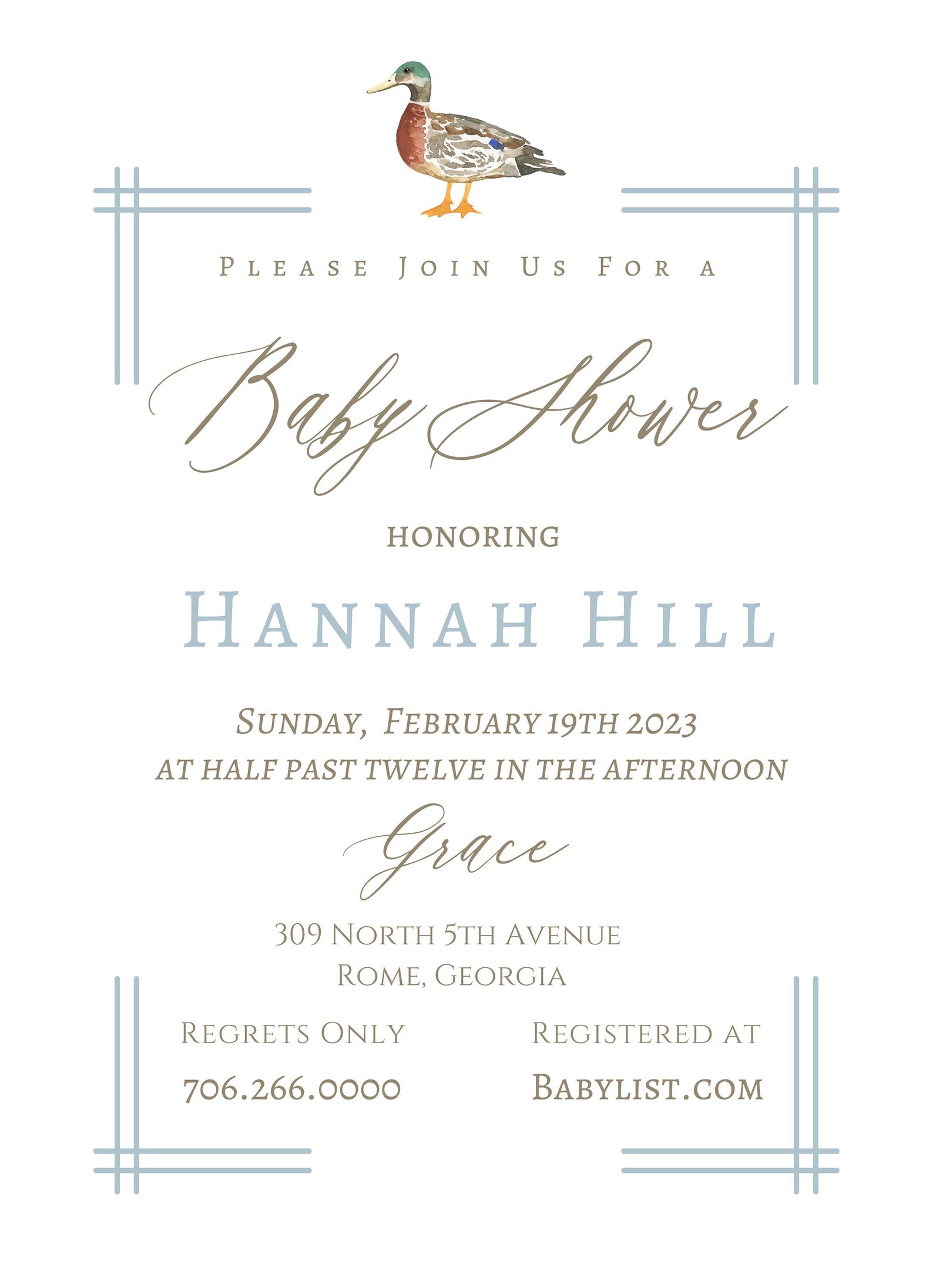 Baby Shower Duck Invitation, Bird Baby Shower, Boys Duck Baby Shower ...