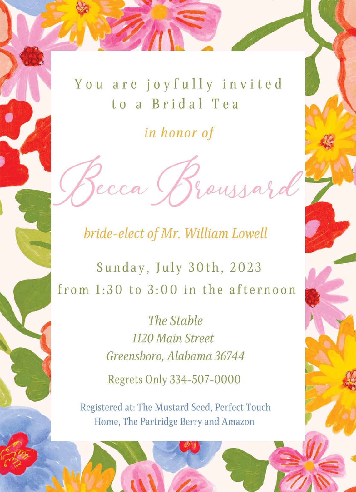 Vibrant Blooms Summer Bridal Shower Invitation, Bright Florals ...