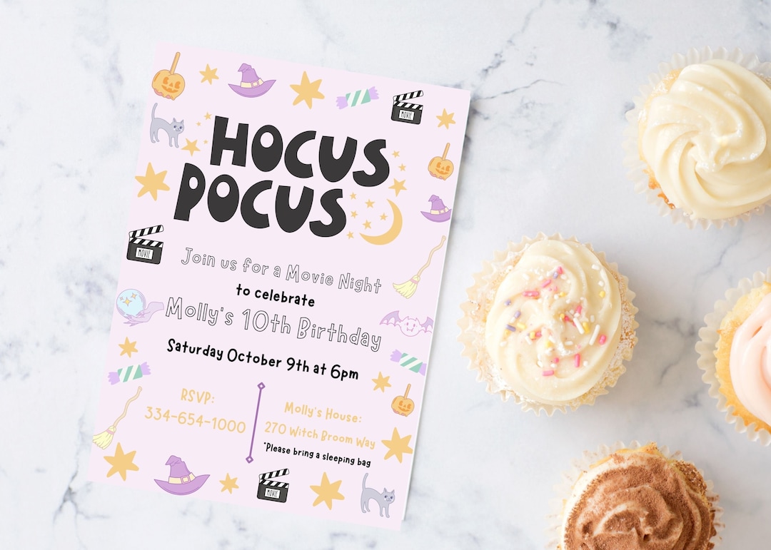 Hocus Pocus Invitation, Girls Birthday, Movie Night, Hocus Pocus Party ...