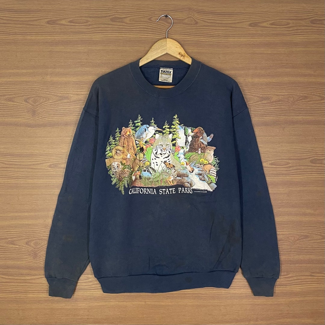 Rare Vintage 90s California State Parks Animal City Los Angeles Tultex USA Big Logo Crewneck ...