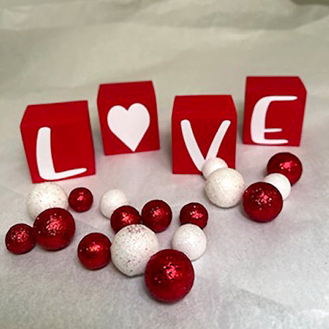 Valentine's Day Word Stacking Blocks Personalized Decor LOVE Block Set ...