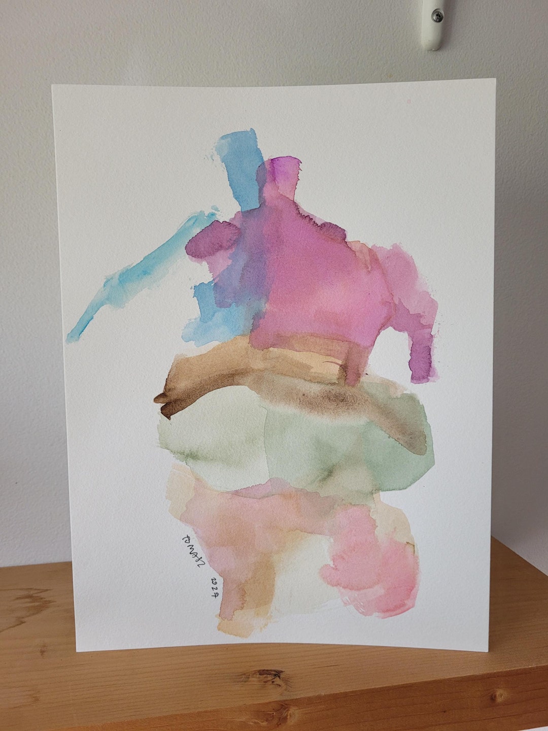 Original Abstract Minimalist Painting, Plus Size Body Art, Dynamic ...