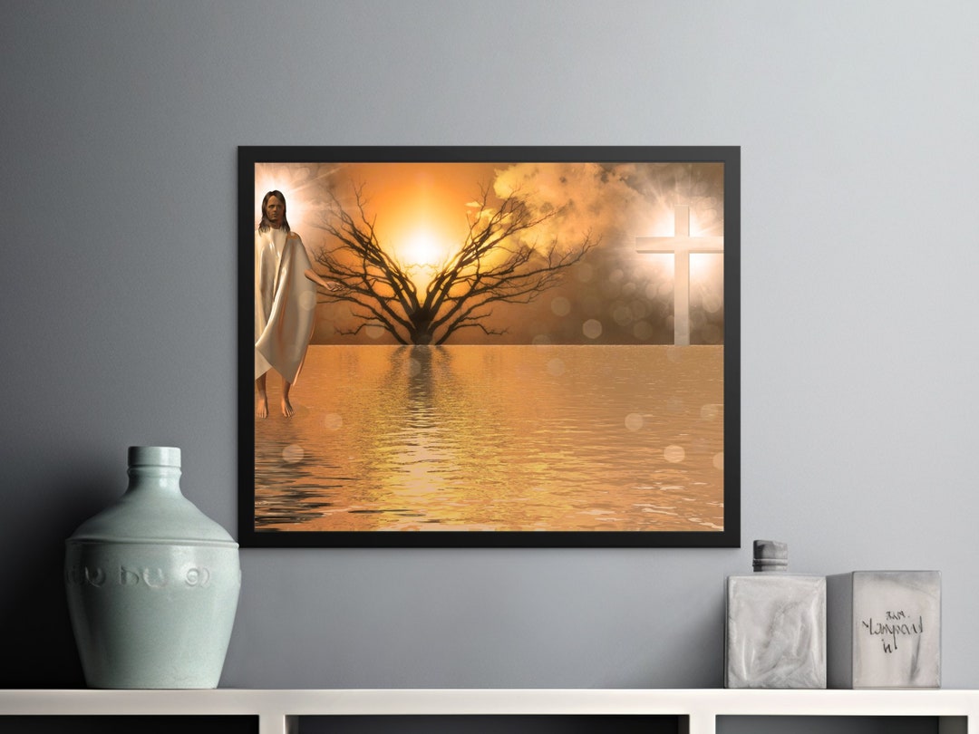 Golden Sunset Religious Wall Art Digital Download, Spiritual Jesus ...