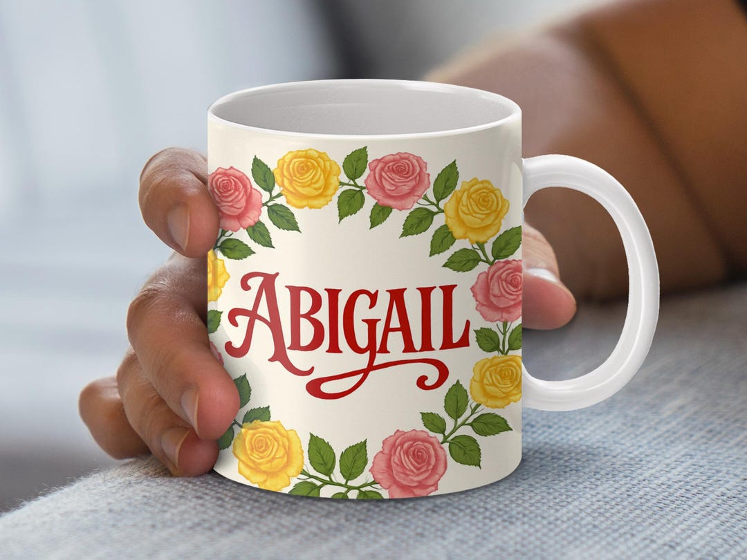 Abigail Mug Design, Digital Download, Pink Yellow Roses, 11oz 15oz Mug ...