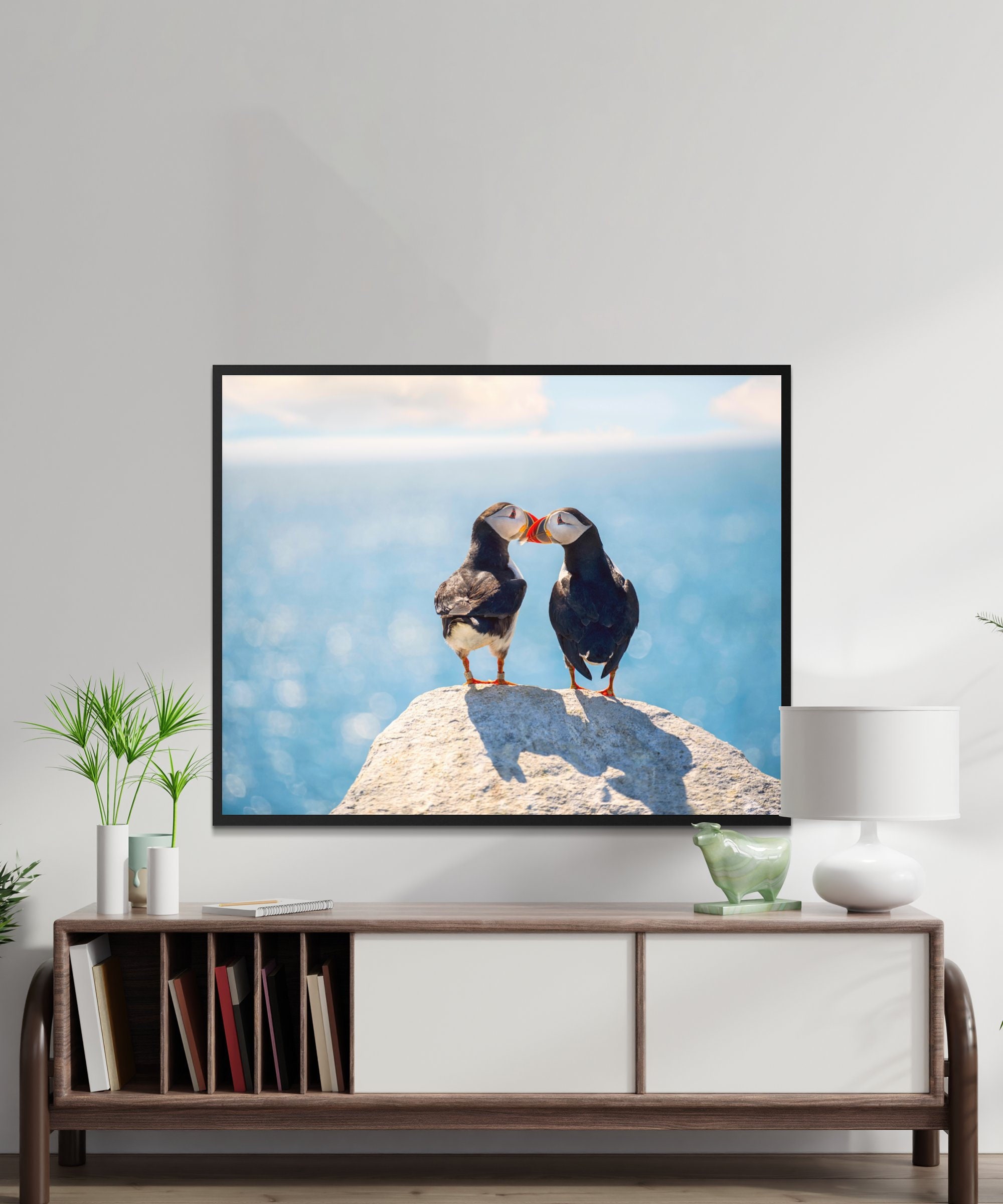 Two Puffins Kissing Wall Art, Ocean View Digital Download, Animal ...