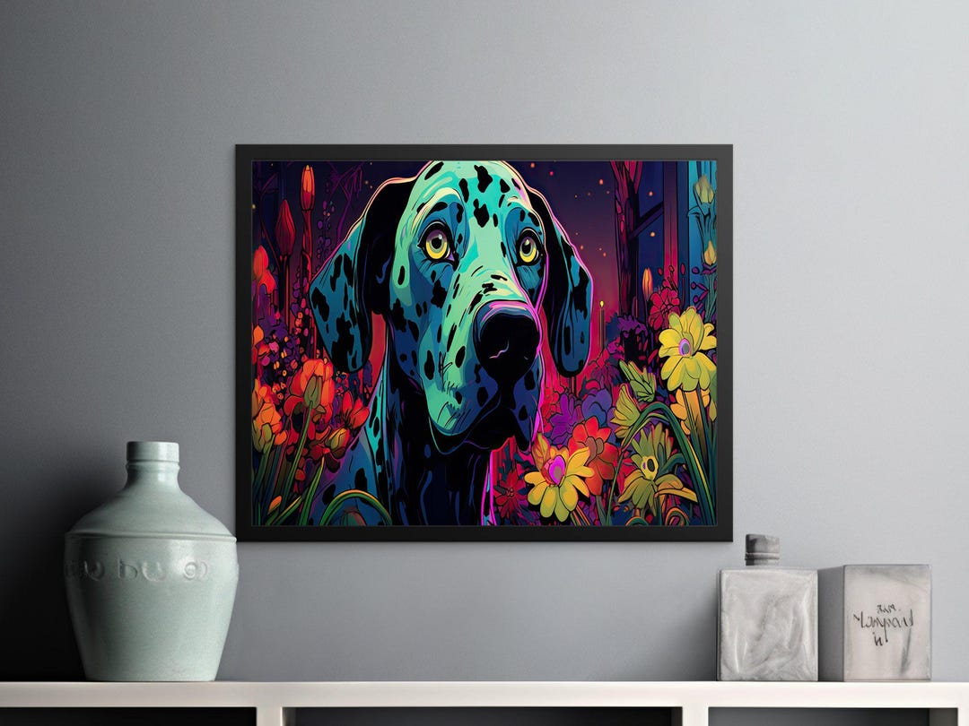 Dalmatian Dog Digital Download Wall Art, Neon Colors, Dalmatian Dog ...