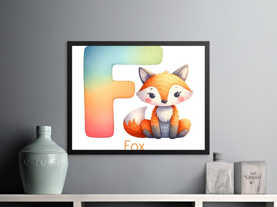 Whimsical Fox Alphabet Wall Art Digital Download, Nursery Decor ...