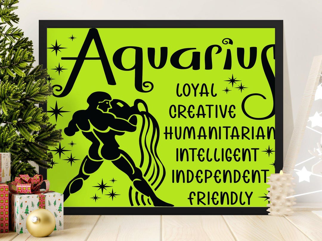 Aquarius Traits Wall Art, Zodiac Sign Digital Download, Aquarius Decor ...