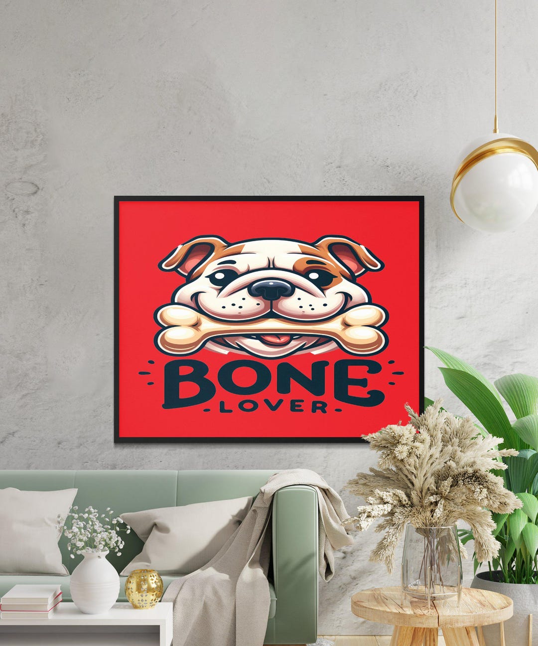 Funny Dog Bone Lover Digital Download Wall Art, Cute Dog Print, Puppy ...