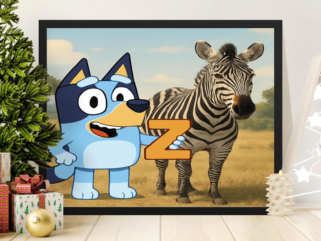 Bluey Zebra Letter Z, AI Digital Download, Printable Wall Art, Gallery ...