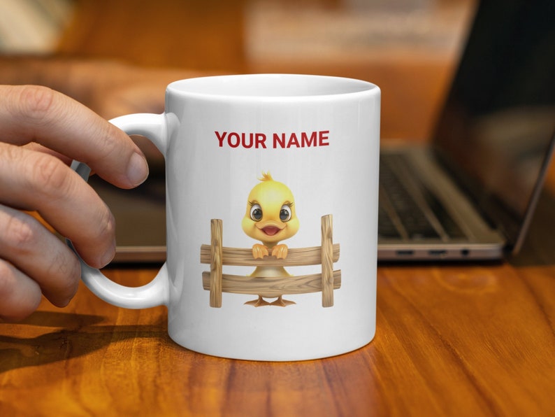 Editable Personalized White 11oz Mug, Custom Cute Chick Design Mug ...