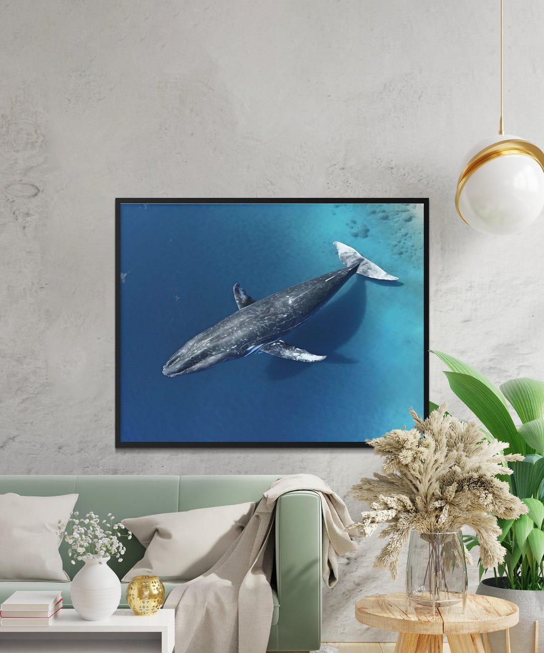Blue Whale Aerial View Digital Download Wall Art, Marine Wildlife Ocean ...