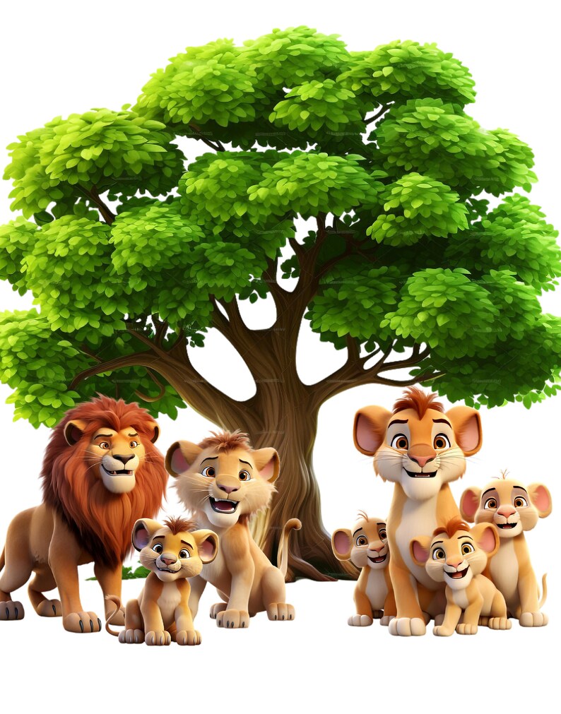 Lion Family Tree Digital Print, Happy Lion Family Wall Art, Nursery ...