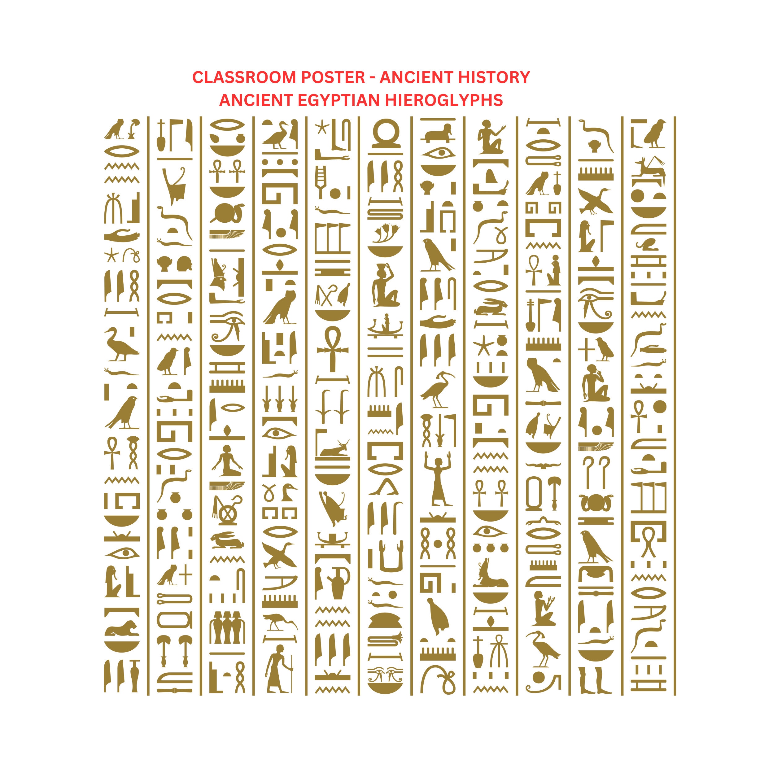 Classroom Poster - Ancient History - Ancient Egyptian Hieroglyphs - 26 ...
