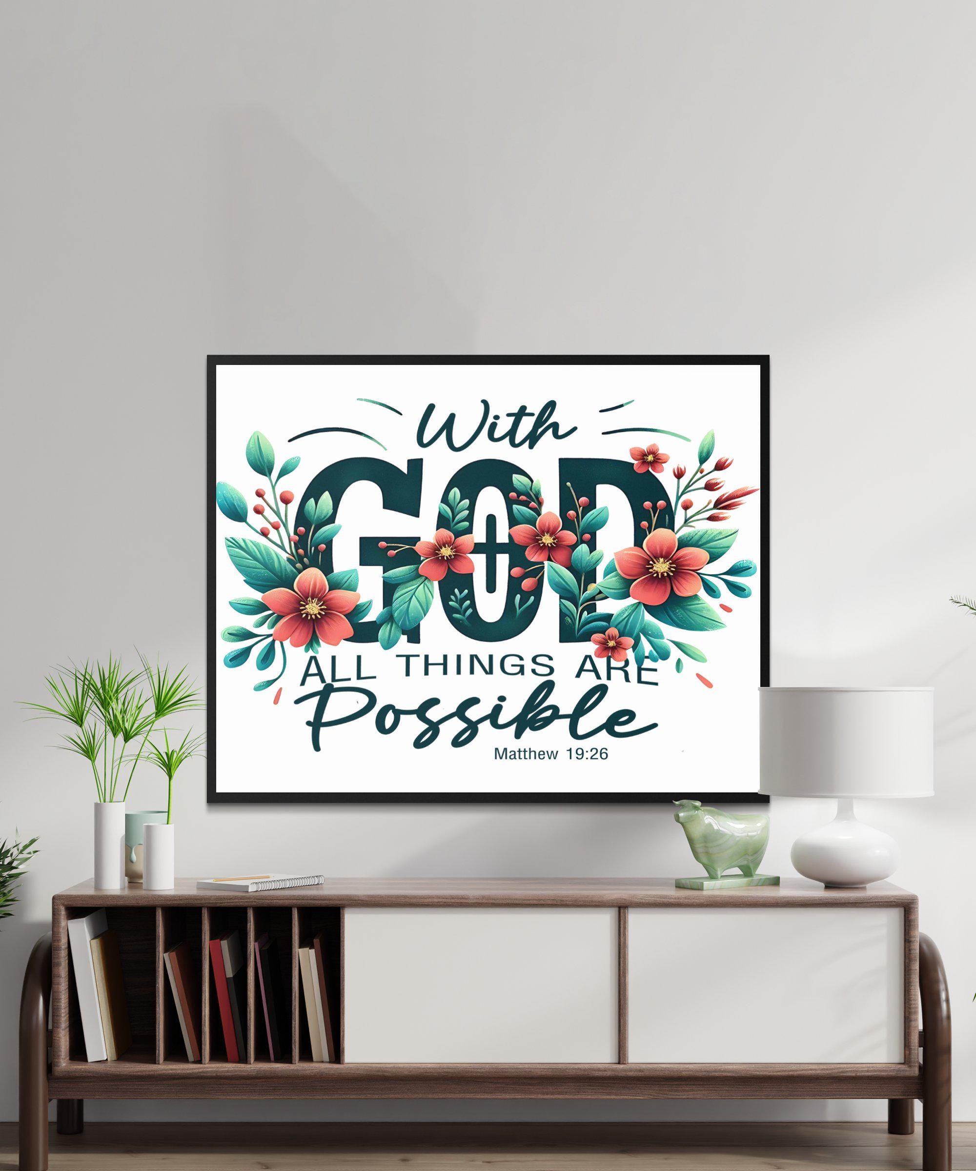 With God All Things Are Possible Digital Download Wall Art ...