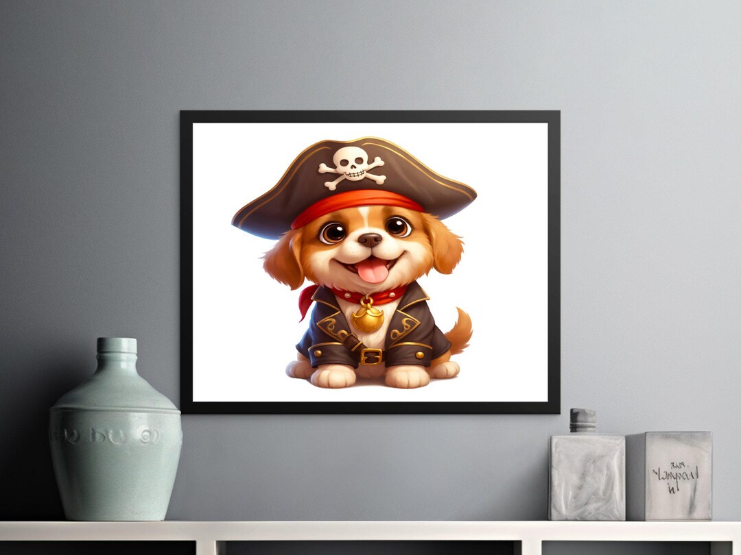 Cute Puppy Pirate Wall Art Digital Download for Nursery Kids Room ...