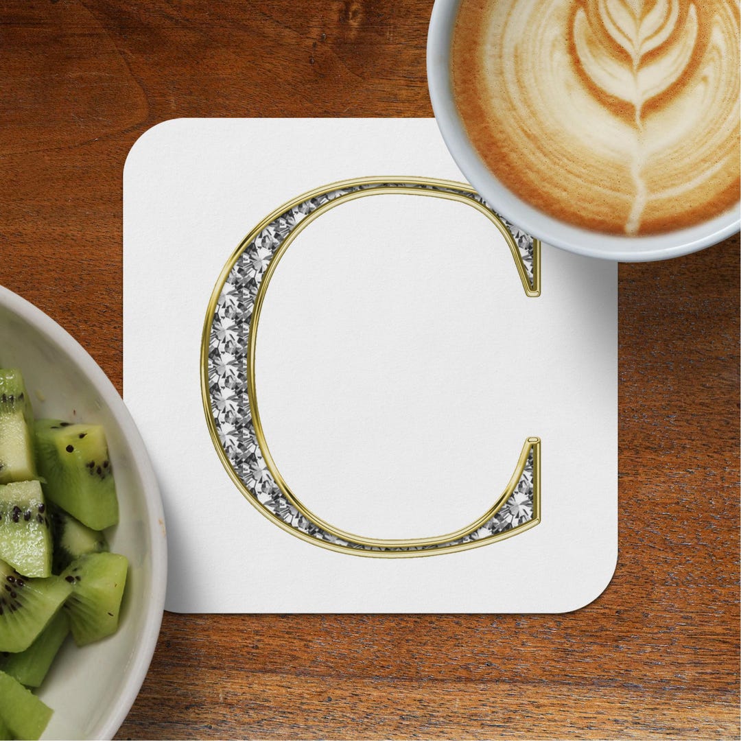 Elegant Alphabet Letter C Hardboard Coasters, Decorative Monogram ...