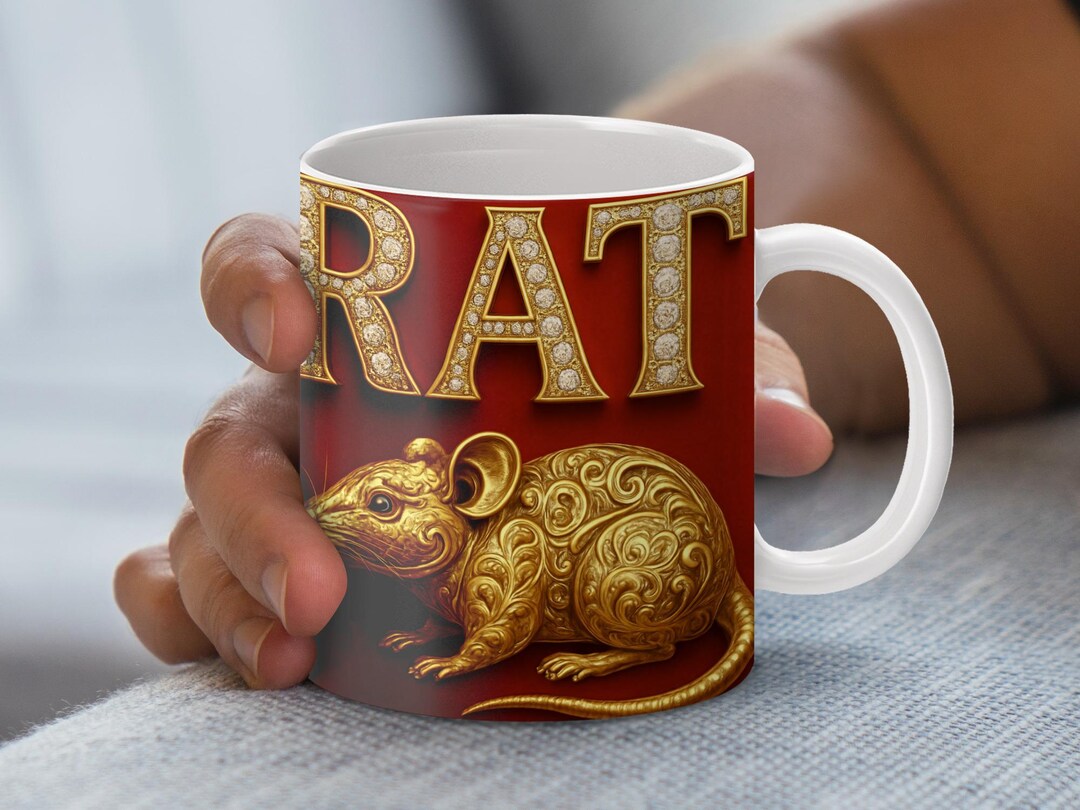 Rat Mug Design, Golden Rat Digital Print, Year of the Rat Art, AI ...