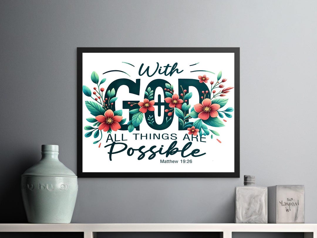 With God All Things Are Possible Digital Download Wall Art ...