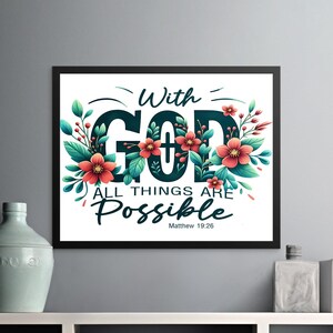 With God All Things Are Possible Digital Download Wall Art ...