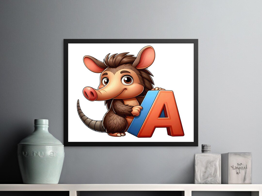 Cute Armadillo Alphabet Art, Digital Download Wall Art for Nursery ...