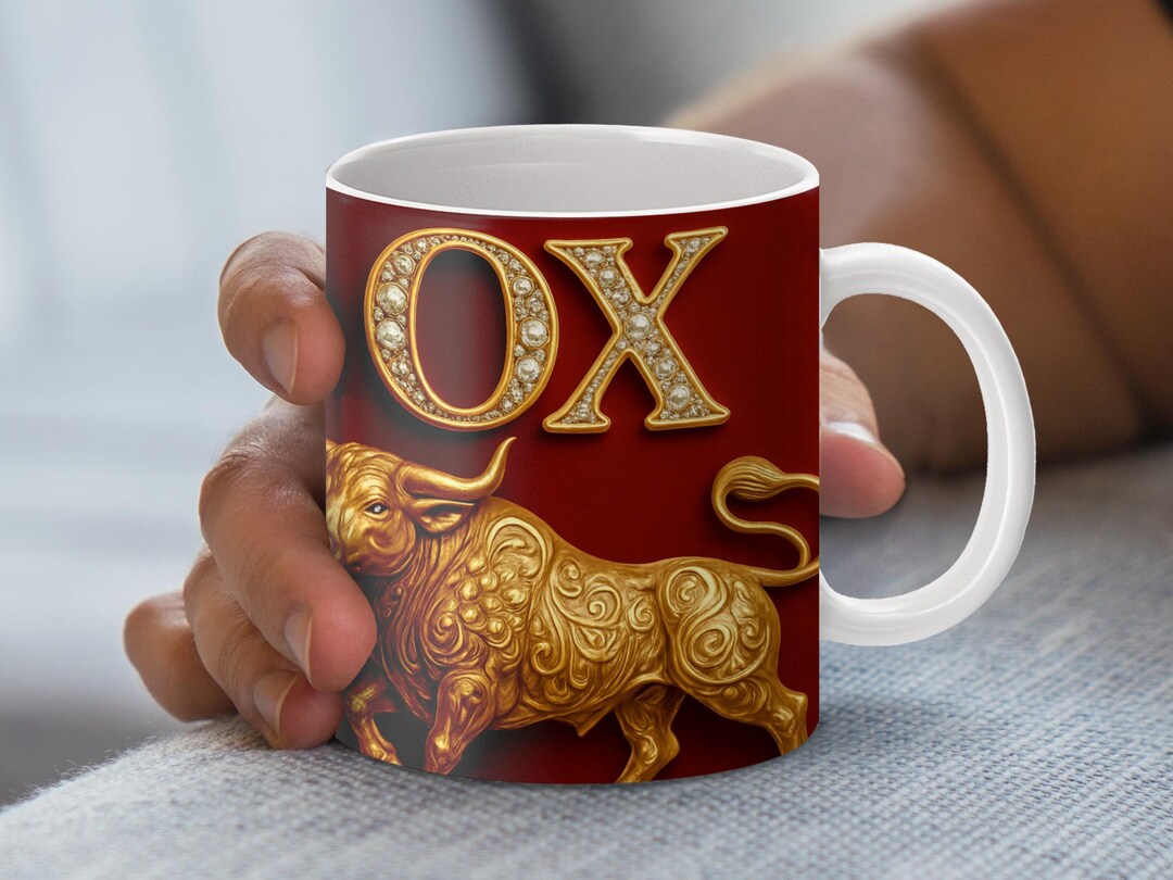 Golden Ox Digital Mug Design, AI Generated Art, Sublimation Template ...