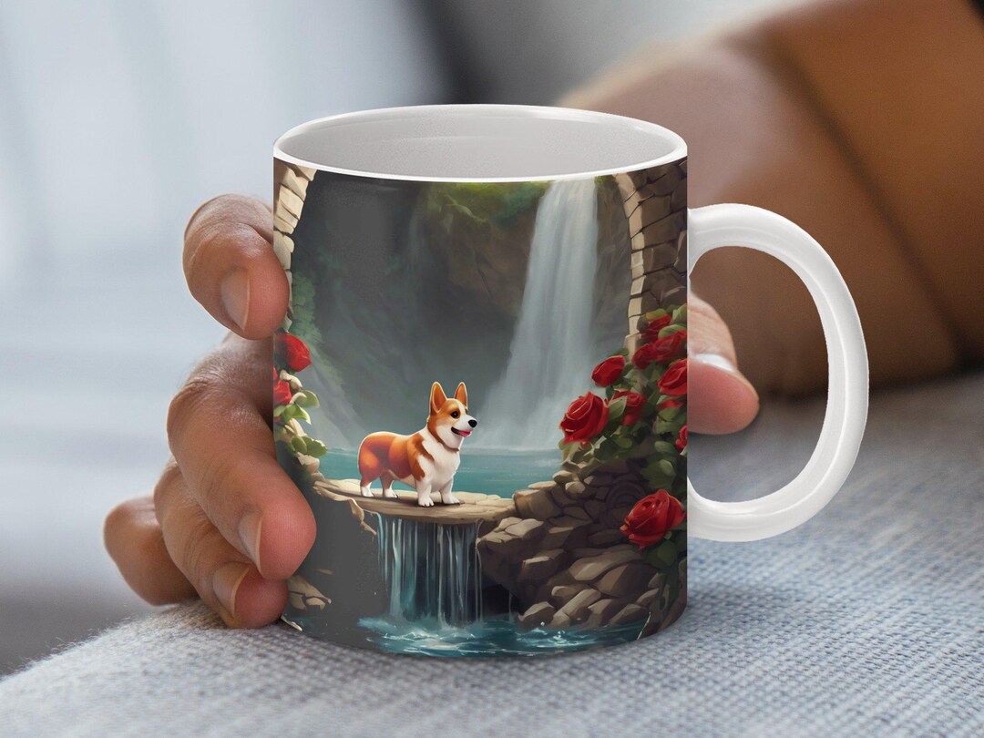 Waterfall Corgi Mug Design, 11 Oz and 15 Oz Digital Download Mug Design ...