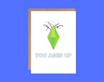 Sims-inspired Congrats Card - Funny Happy Birthday Card With Iconic ...