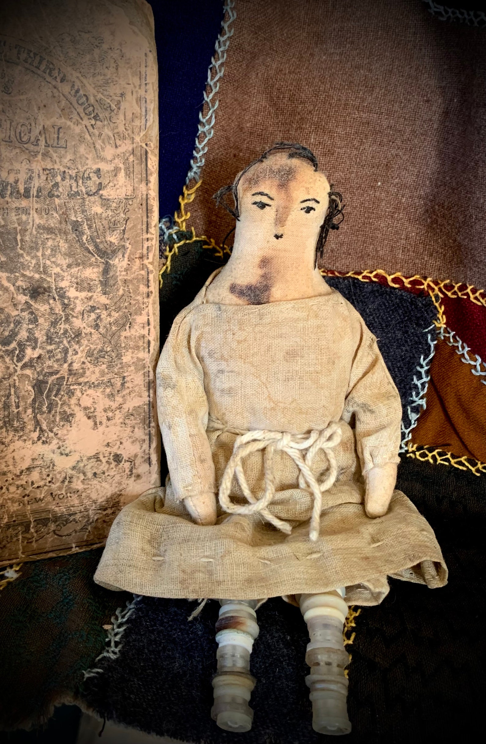 DIGITAL Pattern, Primitive Pioneer Button Doll, 8 Inches, by Moss Hill ...