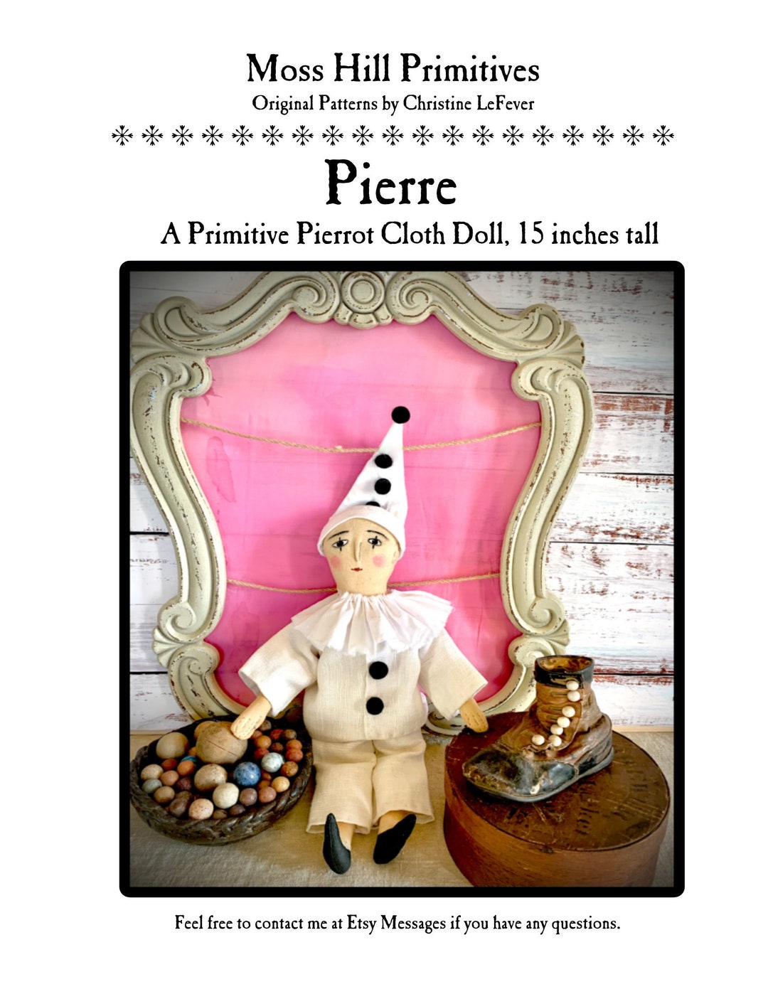 DIGITAL Pattern, Pierre, a Primitive Cloth Doll Pattern, 15 Inches Tall by Moss Hill Primitives ...