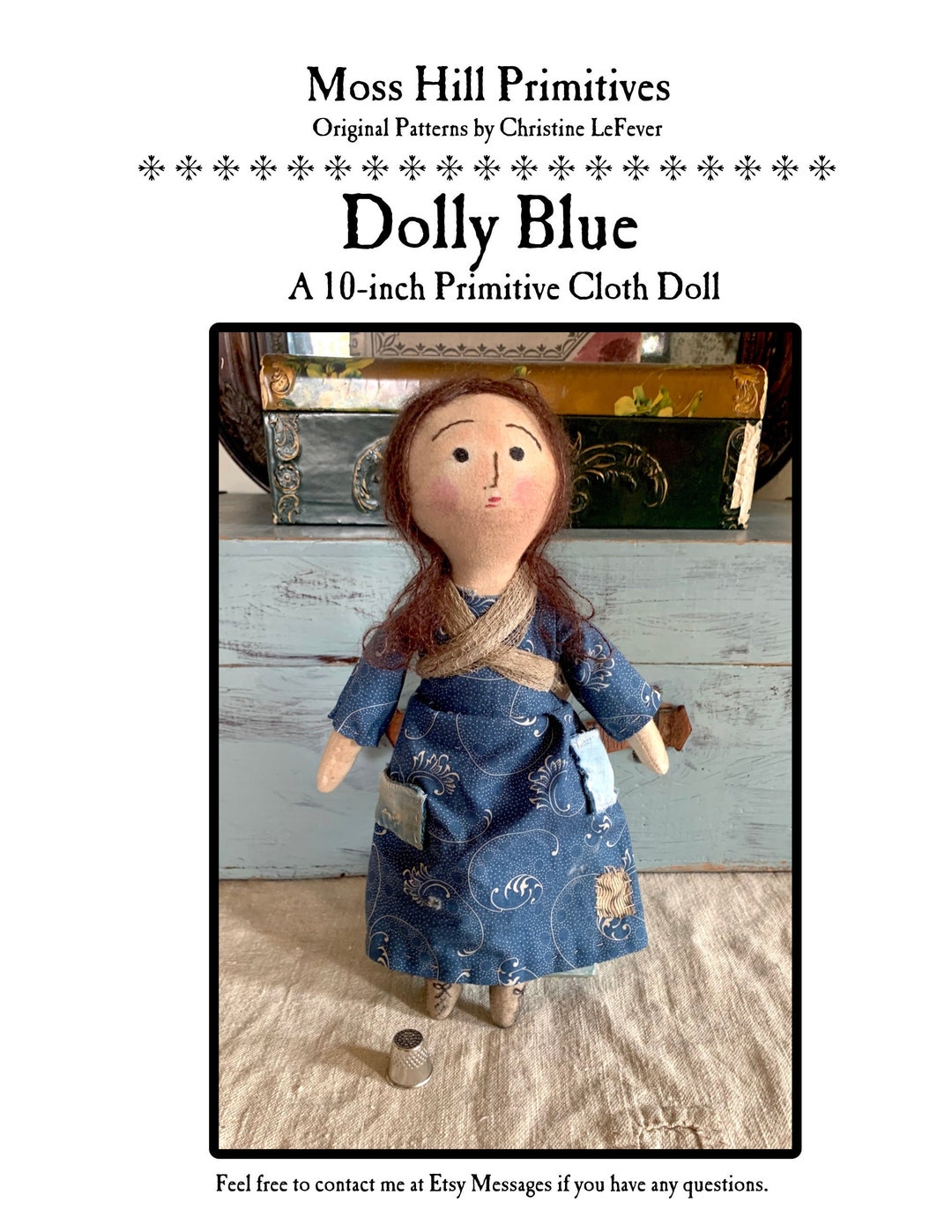 DIGITAL Pattern, Dolly Blue, a 10-inch Primitive Cloth Doll - Etsy