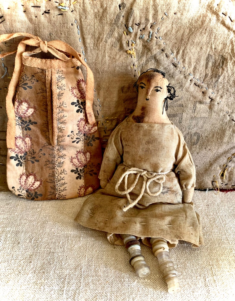 DIGITAL Pattern, Primitive Pioneer Button Doll, 8 Inches, by Moss Hill ...