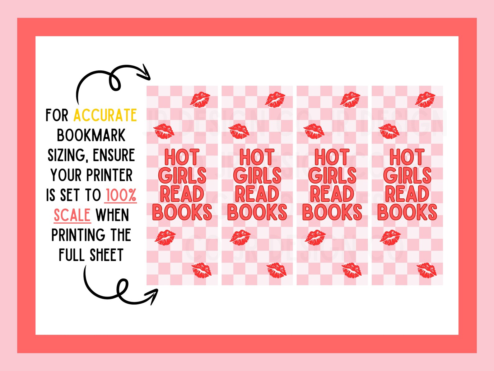 Hot Girls Read Books, Bookish Checkered Bookmark, Printable Bookmarks ...