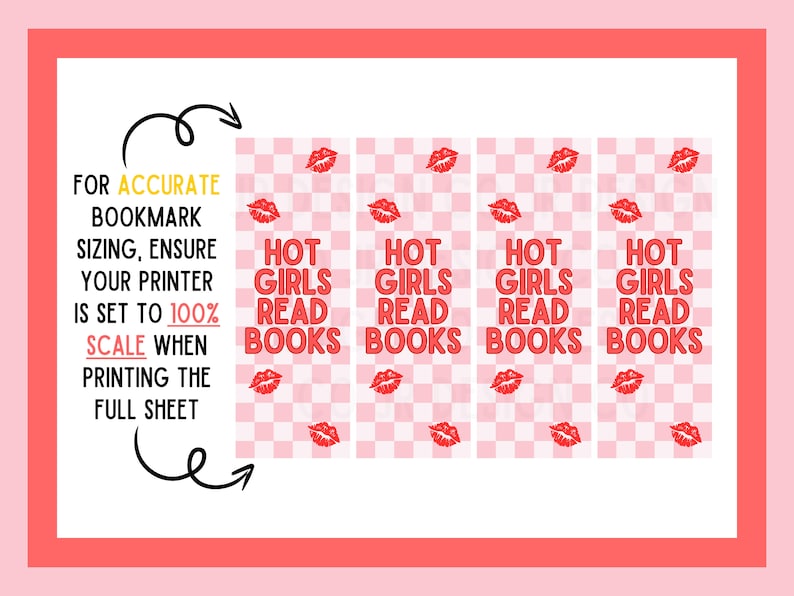 Hot Girls Read Books, Bookish Checkered Bookmark, Printable Bookmarks ...