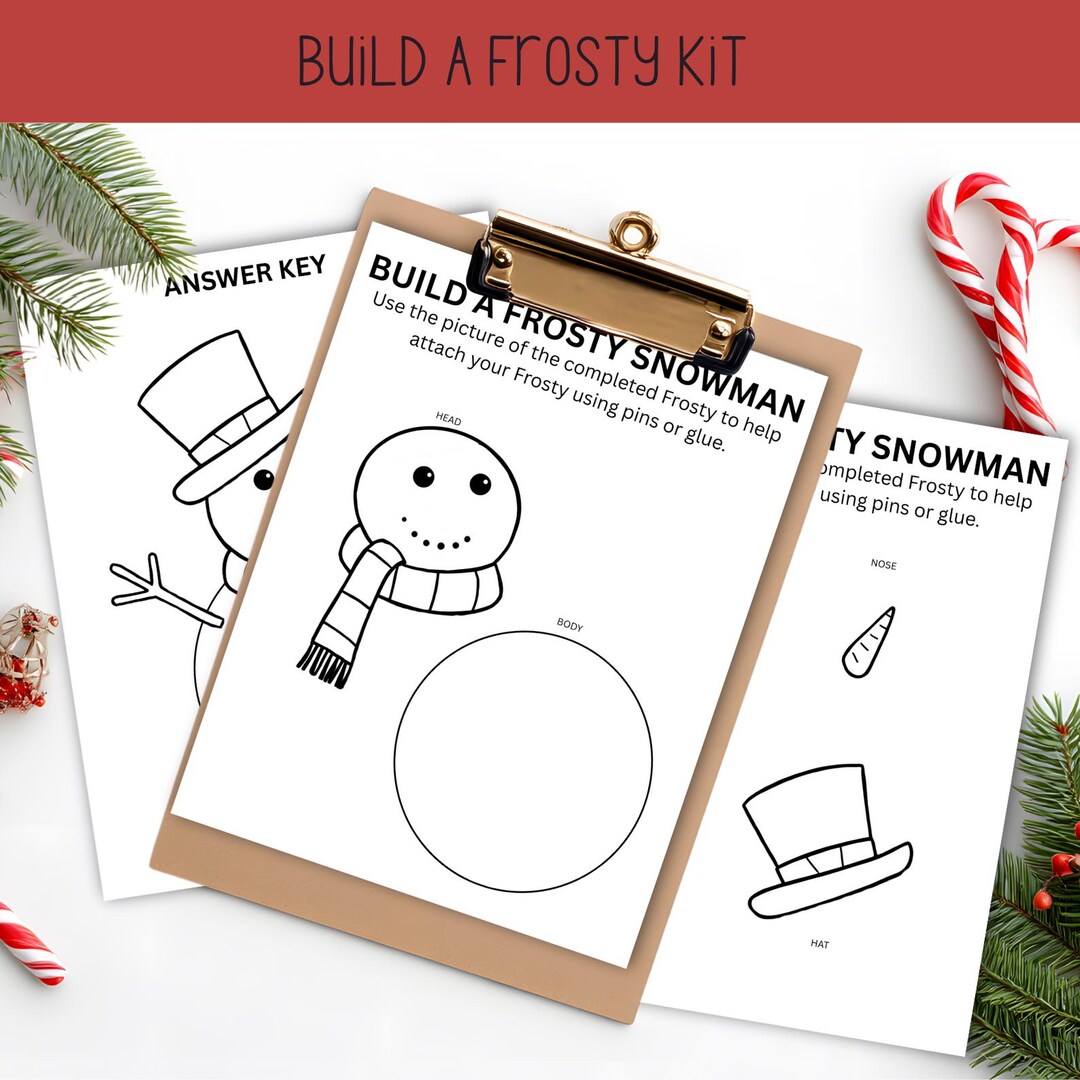 Printable Build a Frosty Snowman Kit, Christmas Craft for Kids, DIY ...