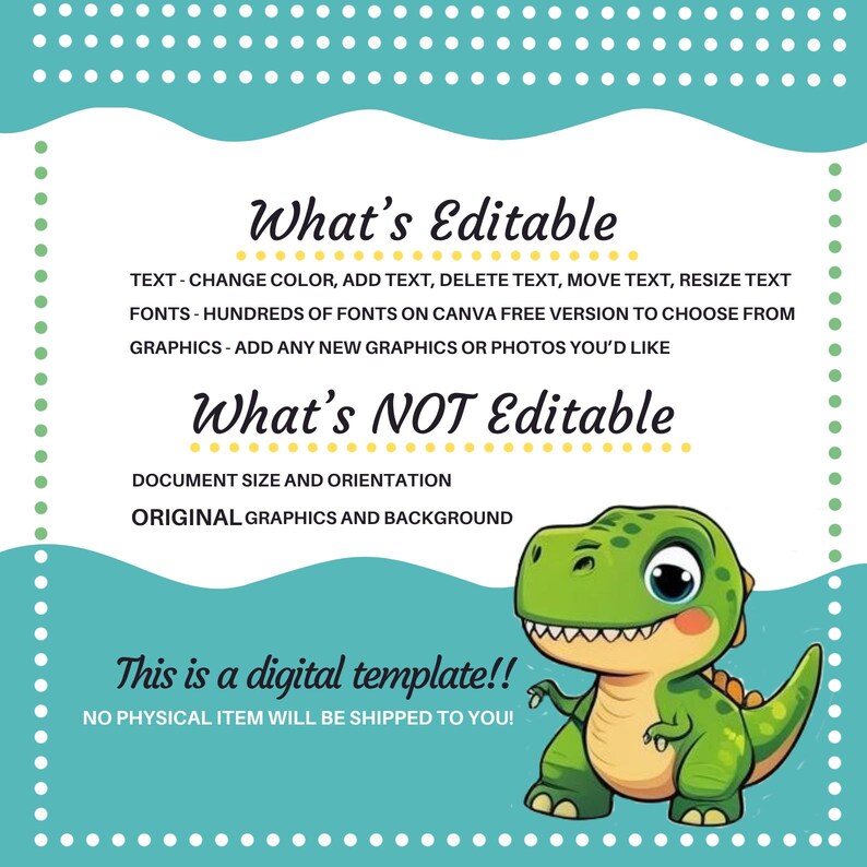Dinosaur Birthday Party Bundle Editable Canva Template Personalizable ...