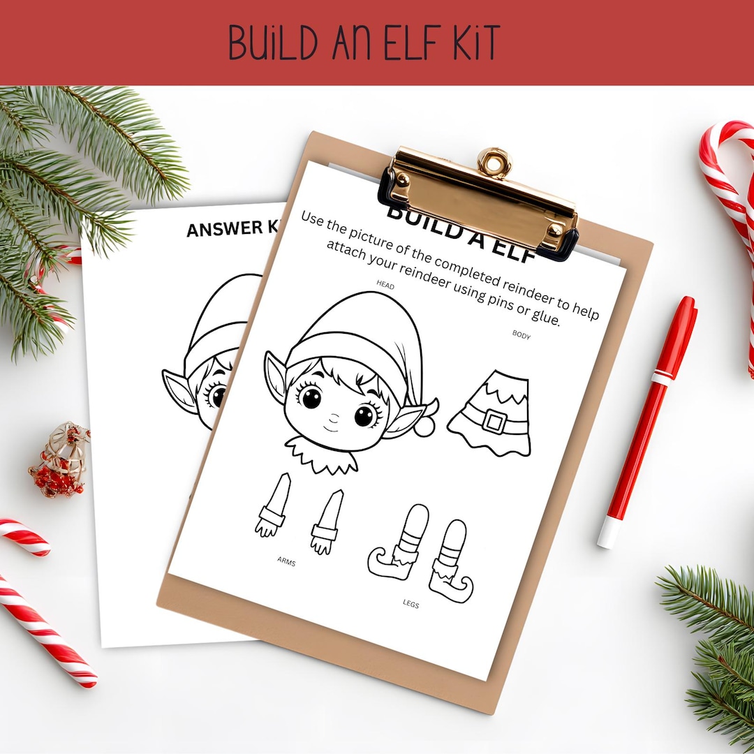Printable Build a Elf Kit, Christmas Craft for Kids, DIY Elf Activity ...