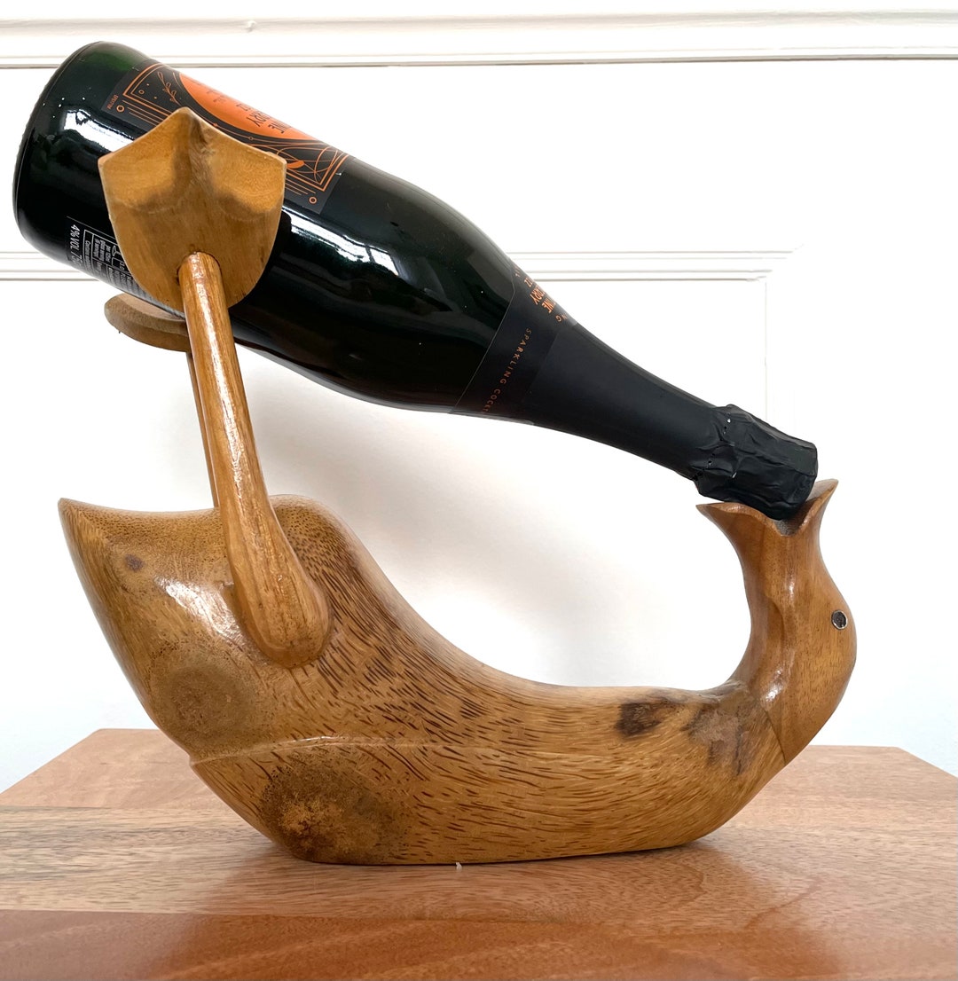 Drunken Duck Wine | Champagne Single Bottle Holder | Rustic Wood ...