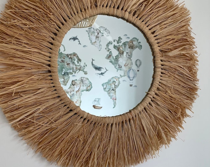 Banana Leaf Mirror Handwoven Rustic Style Organic Rope - Etsy