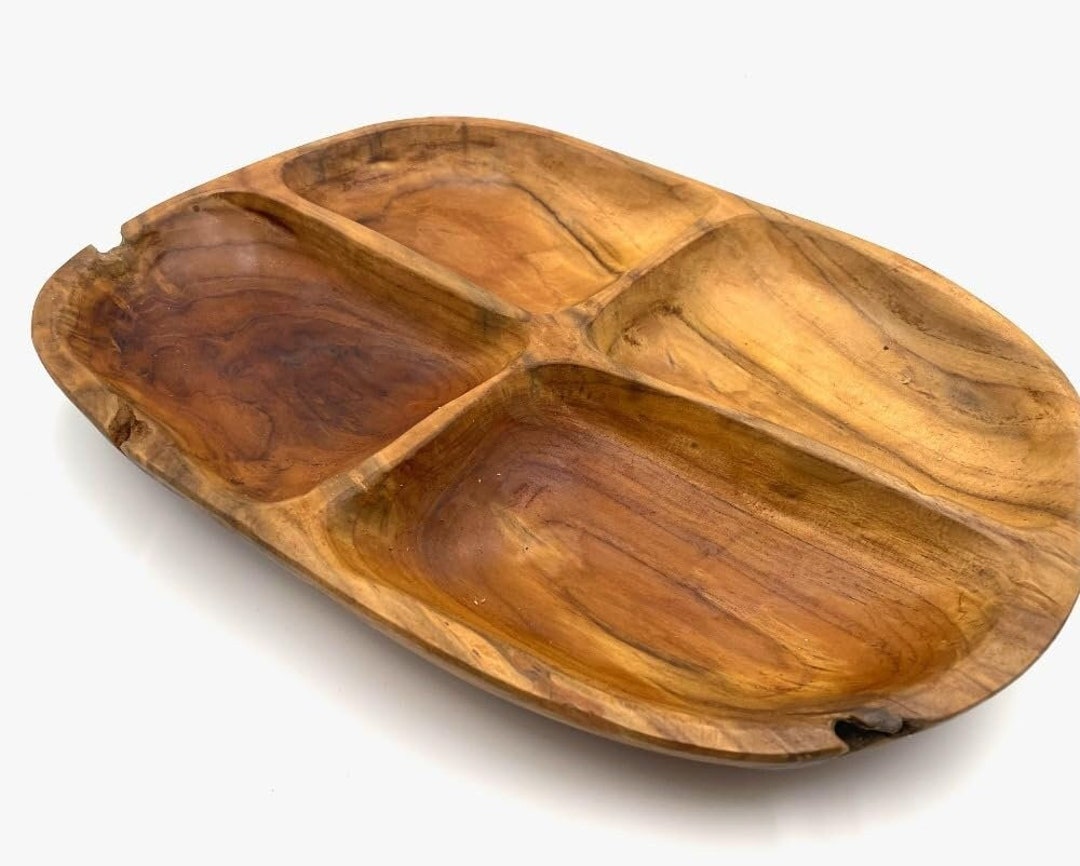 4 Section Rustic Teak Divided Serving Dish Tray Platter - Etsy