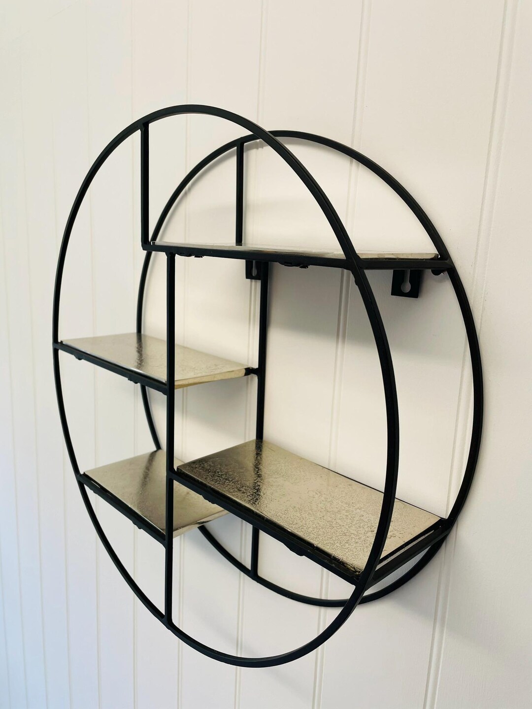 Circle Round Wall Unit Multi Shelf, Industrial Style Metal Display ...