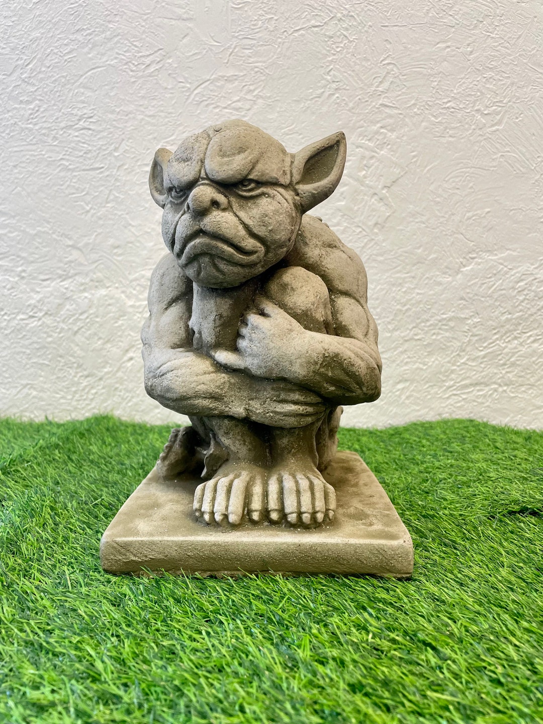 Grumpy Gargoyle | Garden Stone Statue | Ornament Sculpture Goblin Devil ...