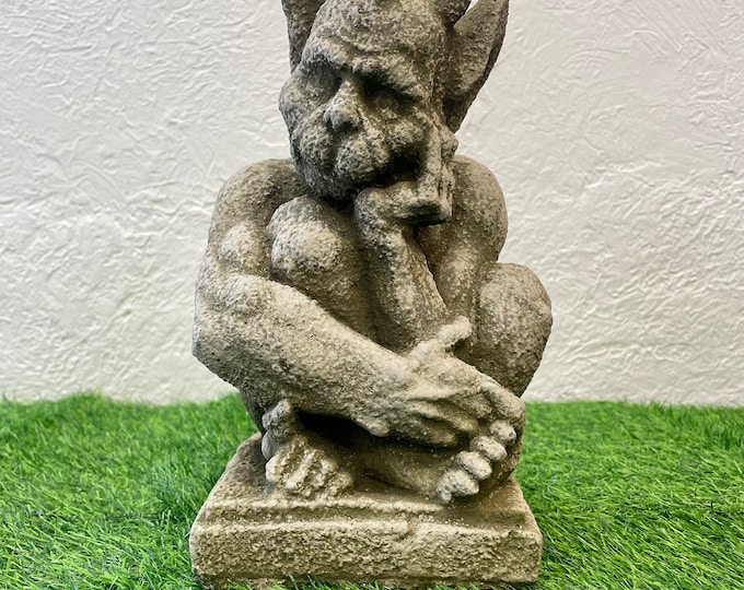Bored Stone Gargoyle Garden Statue | Outdoor Lawn Ornament | 26cm Tall ...
