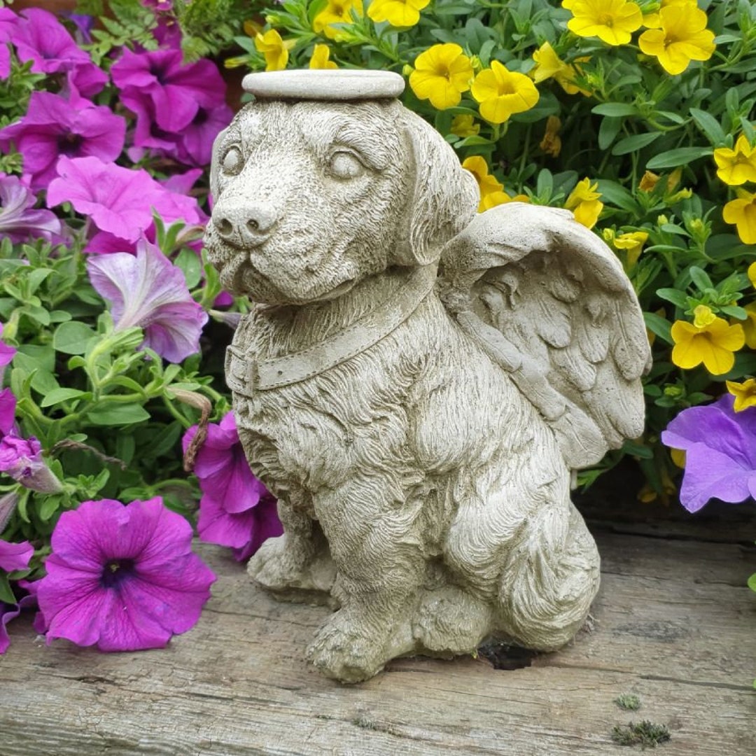 Dog Garden Memorial Statue | Stone Angel Dog, 21cm 3kg | Decorative ...
